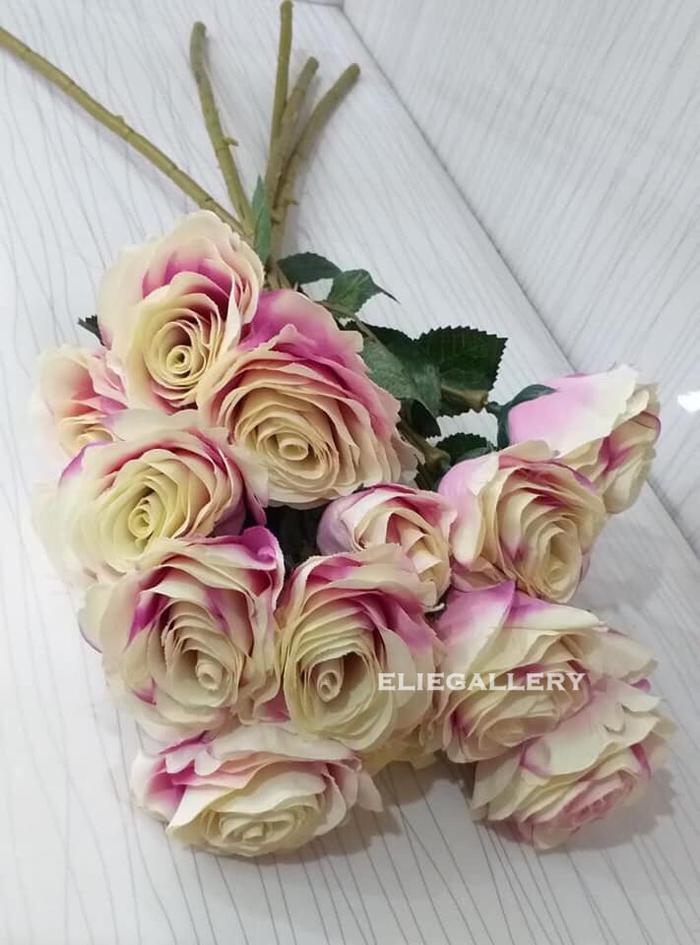 Jual Bunga Mawar Putih Gradasi Ungu Per Tangkai / Rose Artificial ...