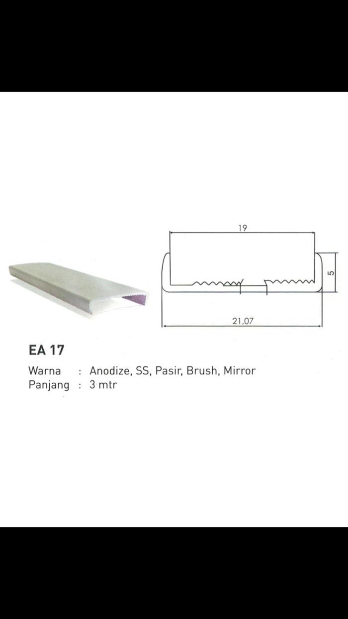 Jual Profil Lis List Edging Frame Alumunium Aluminium EA - 17 Anodize 3 ...