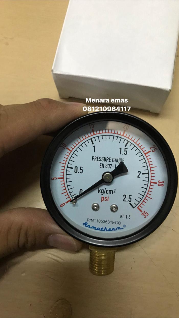 Jual Pressure gauge / manometer 2,5” black steel armatherm - Jakarta ...
