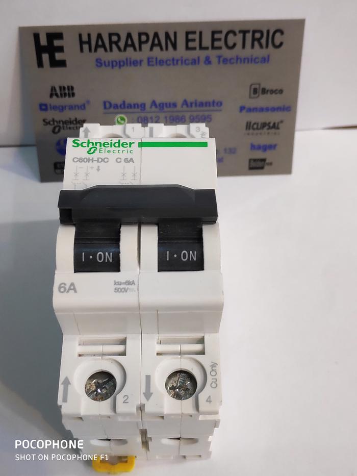 Jual MCB DC 2 pole 6 A / MCB 2 pole 6 AMPER DC IC 60 H-DC SCHNEIDER ...