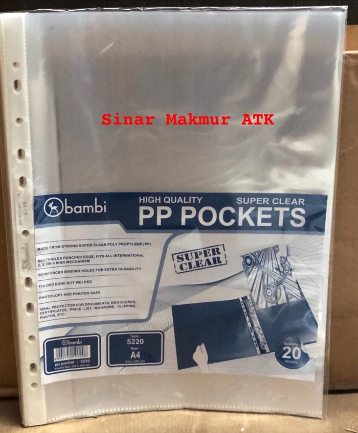 Jual PP Pocket / Sheet Protector Bambi 5220 A4 - Jakarta Barat - Sinar Makmur ATK | Tokopedia