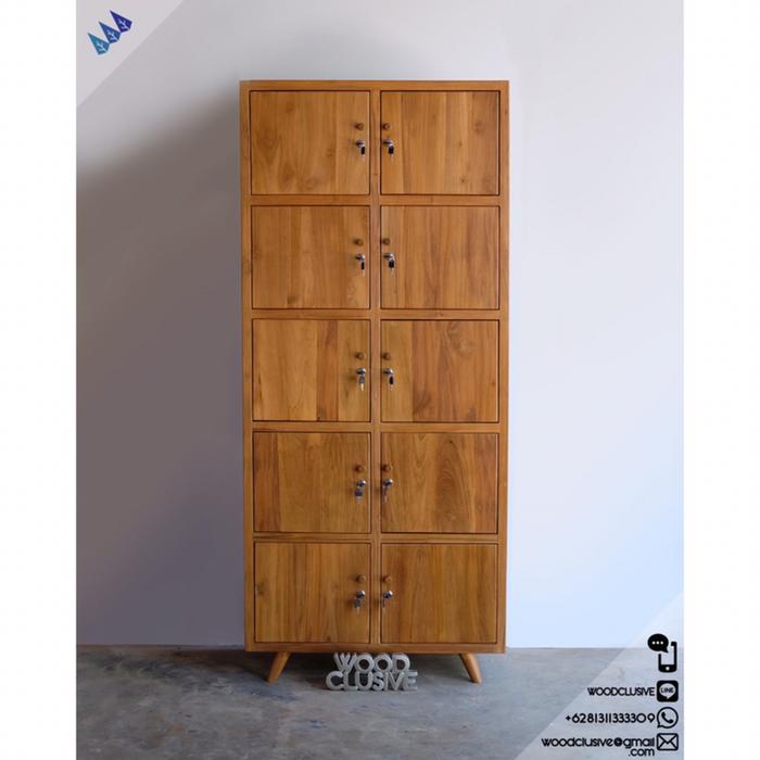 Jual Rak / Lemari cabinet locker minimalis kayu jati 10 pintu kayu jati ...