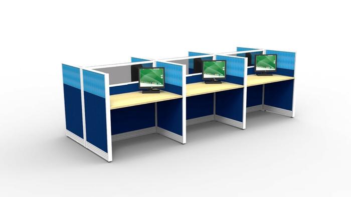 Jual Meja kerja partisi 6 staff / panel partisi fabric dan panel kaca ...