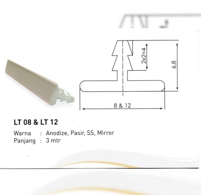 Jual Profil Lis List Edging Frame Alumunium Aluminium LT-12 Mirror ...