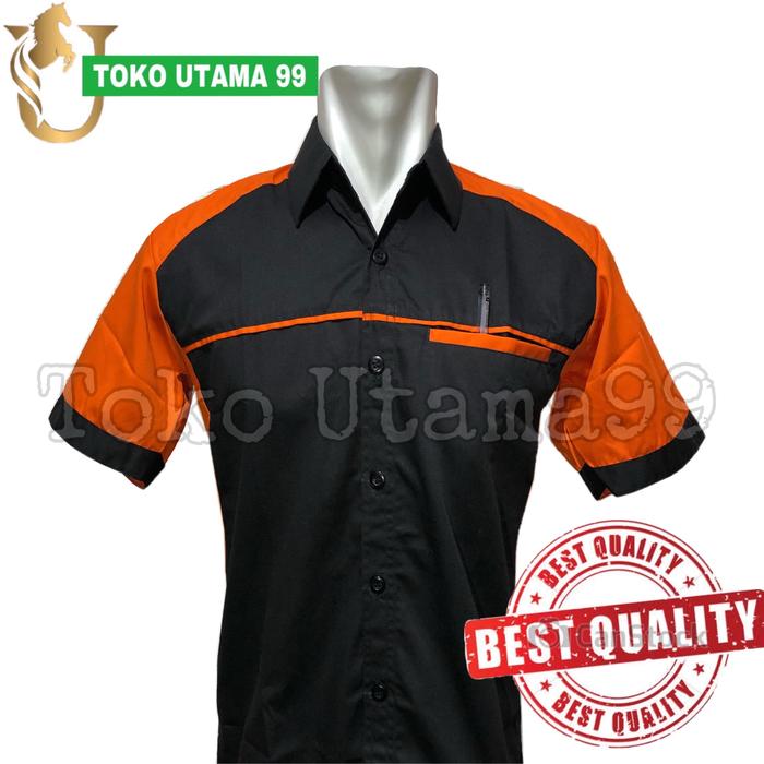 Jual Baju kerja hitam orange kemeja hitam oren seragam kerja orange ...