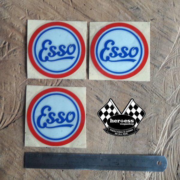 Jual Sticker cutting vespa logo esso oil bulat decal stiker helm oli ...