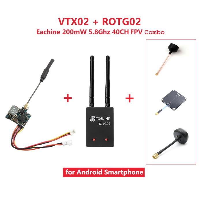 Jual Eachine VTX02 + ROTG02 FPV Combo 5.8G 40CH 200mW Diversity Audio ...