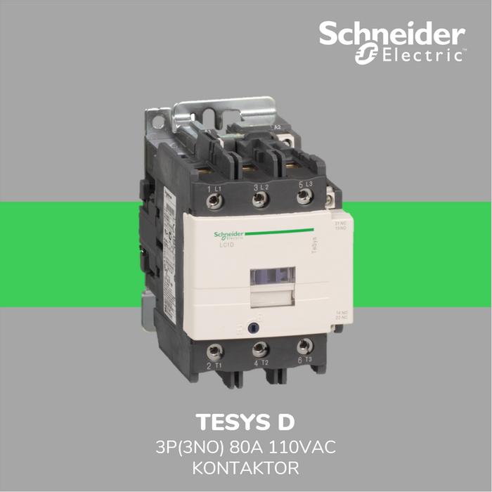 Promo Schneider Electric TeSys D Kontaktor 3P(3NO) 80A 110VAC LC1D80F7 ...