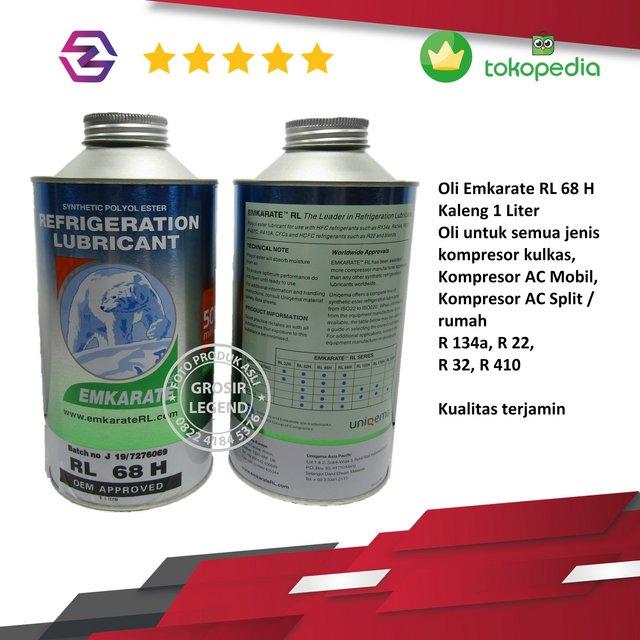 Jual Oli kompresor Emkarate compressor RL68H (RL 68H) kaleng 1L 1 Liter ...