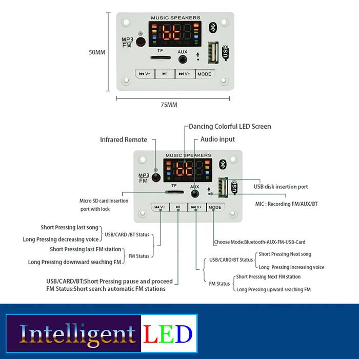 Jual Mp3 Player Board With Bluetooth Usb Sd Card Fm Radio Decoder ...