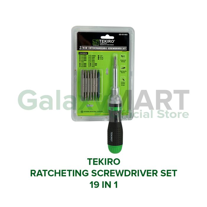 Jual TEKIRO Ratcheting Screwdriver / Obeng Ratchet SET 19 IN 1 ...