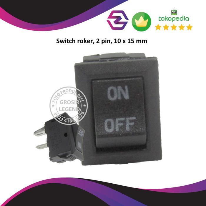 Jual Push button on off 2 pin roker switch kotak kecil 10x15 mm hitam ...
