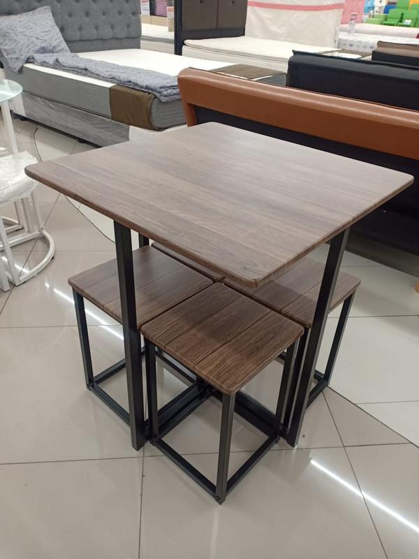 Jual SELMA MEJA MAKAN MINIMALIS - LOOK TABLE WITH 4 STOOLS WALNUT ...