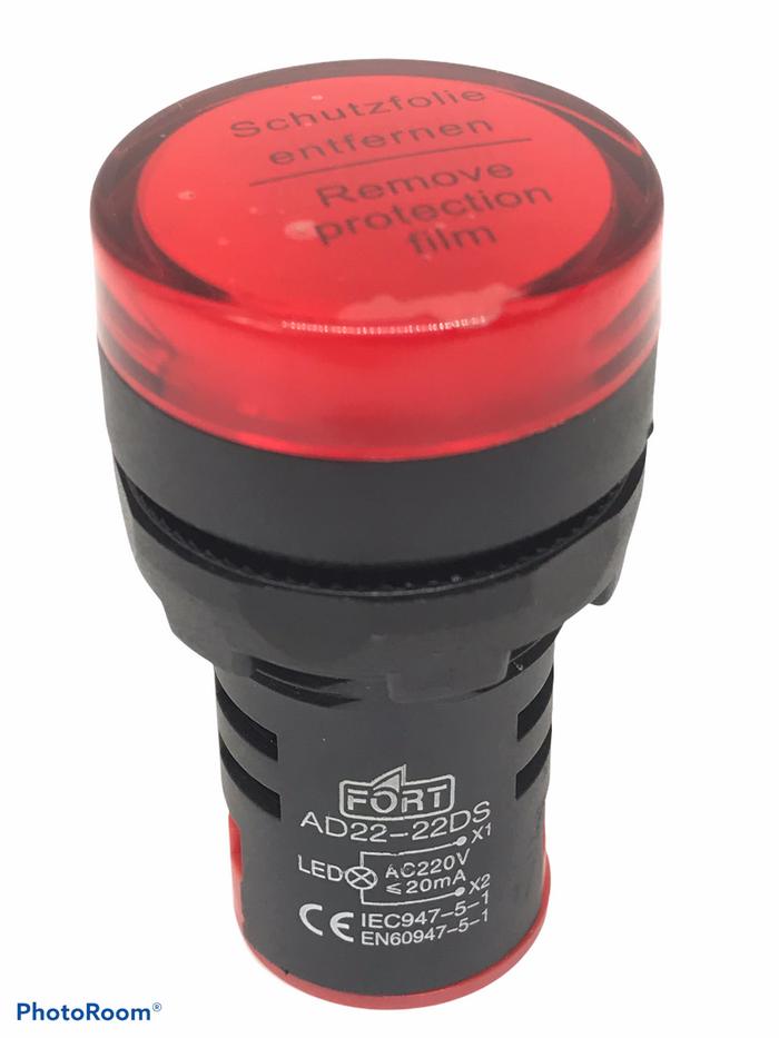 Jual Pilot Lamp Fort Round, Direct, LED 22 mm Red 220 V AC - Kab ...