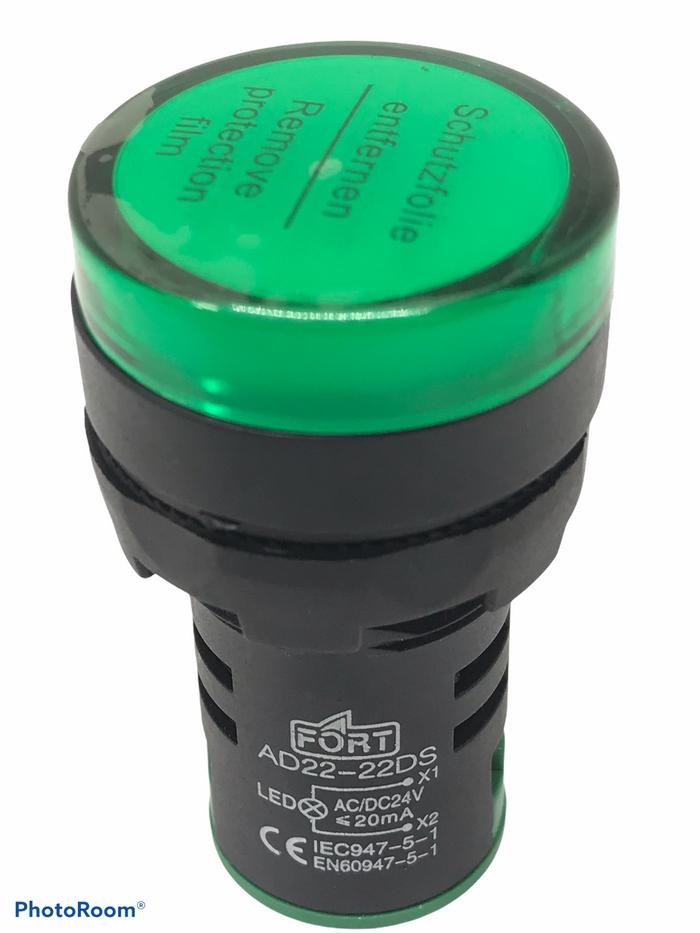 Jual Pilot Lamp Fort Round, Direct, LED 22 mm Green 24 V DC - Kab ...