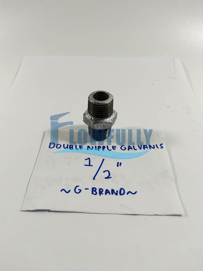 Jual DOUBLE NIPPLE BESI GALVANIS 1/2 INCH G BRAND DOUBLE DRAT NEPEL 0,5 ...