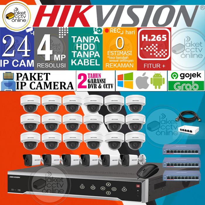 Jual PAKET IP CAMERA 24 KAMERA 4MP HIKVISION TANPA KABEL DAN HDD ...