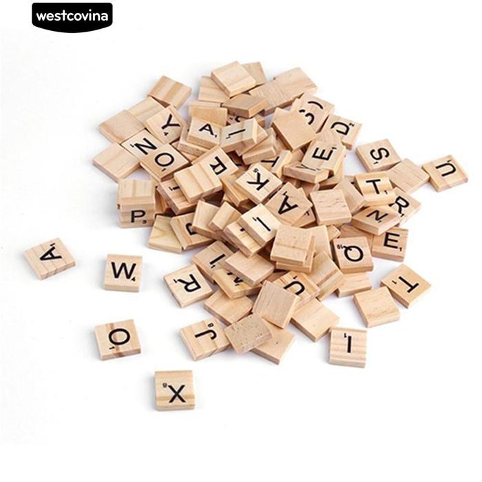 Jual 100Pcs Huruf Alfabet / Angka Bahan Kayu untuk Craft Scrabble - Kab ...