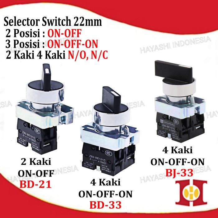 Jual Selector Switch 22mm 2 3 posisi 1 2 NO NC 2 4 Kaki On Off On ...