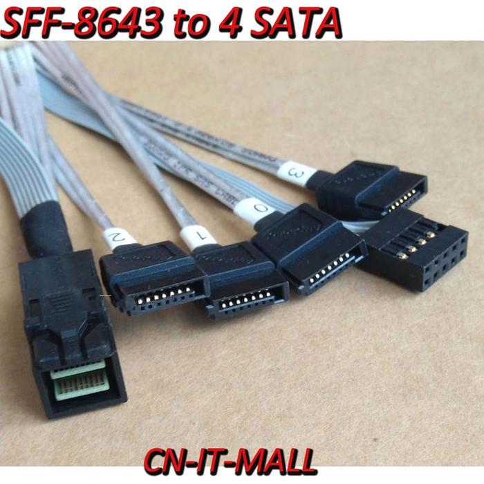 Jual New HD mSAS SFF-8643 to 4 SATA 2279800-R for 7/7Q R0052 - Kab ...