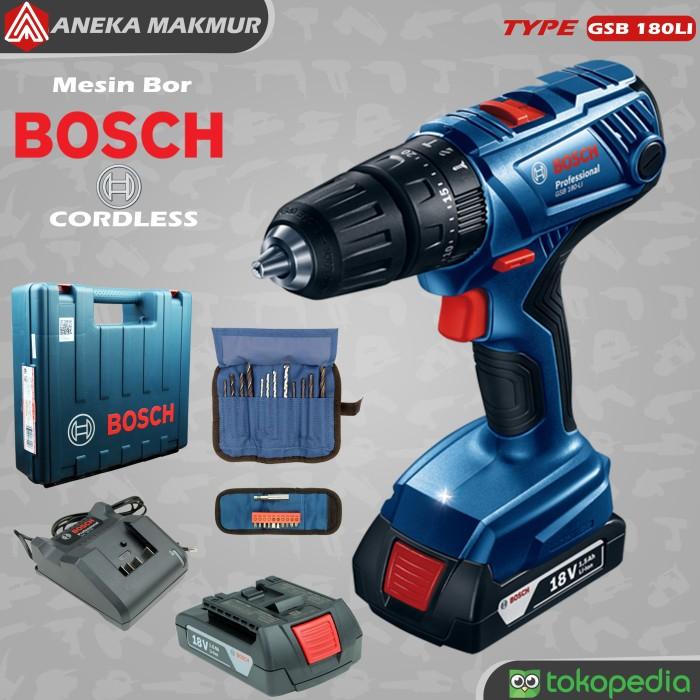 Jual Tembok Cordless Bosch GSB 180 Li Bor 18 Volt 13 MM GSB180 Li Mesin ...