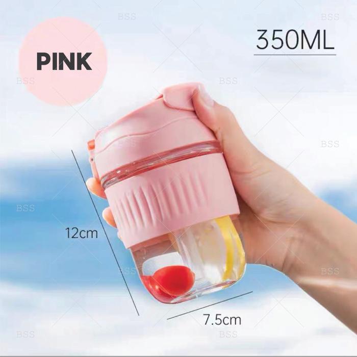 Promo Gelas Minum Kopi Tumbler Anti Panas Kaca Glass Dengan Sedotan Simple - 350ML PINK - Kab ...