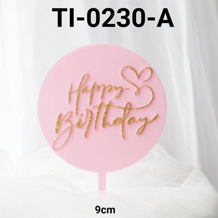 Jual GR-TI-0230 Cake topper tulisan kue tart happy birthday background pink - Kota Surabaya ...