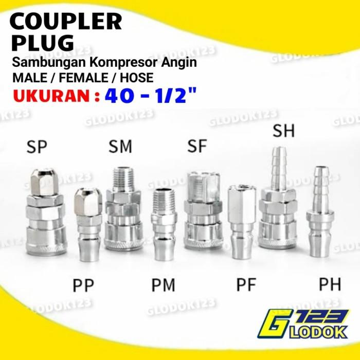 Jual Kopler Angin Coupler Male Female SP PP SM PM SF PF SH PH 40 1/2 ...