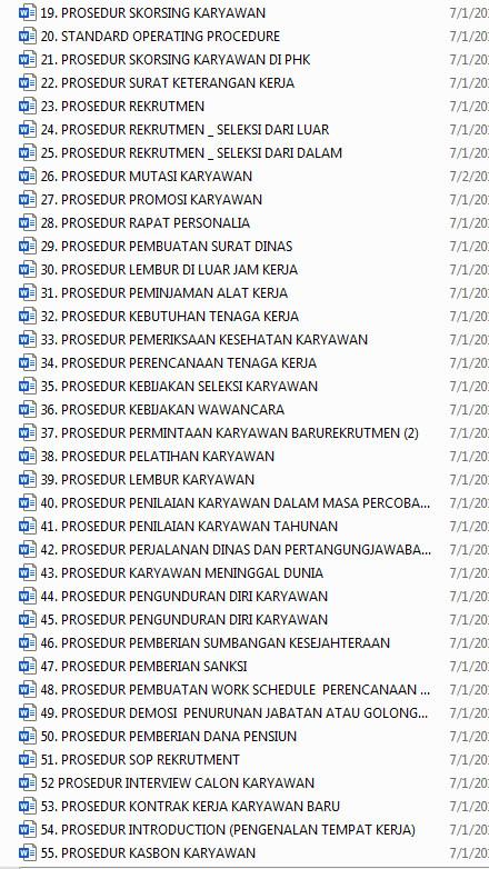 Jual new Paket Lengkap SOP HRD PERUSAHAAN+FLOWCHART+FORMULIR + UPDATE ...