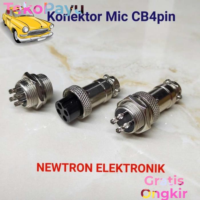 Jual TKPY Konektor Mic 4 pin Bulat CB 4pin Pin 4 Besi GX 16 For Radio ...