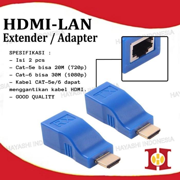 Jual HDMI Extender Extension Adapter Kabel LAN Ethernet 30M RJ45 Cat5 ...
