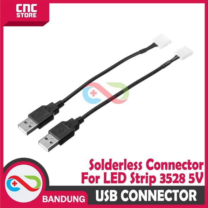 Jual USB CONNECTOR LED STRIP SMD 3528 DC 5V 2PIN 8MM SOLDERLESS ...