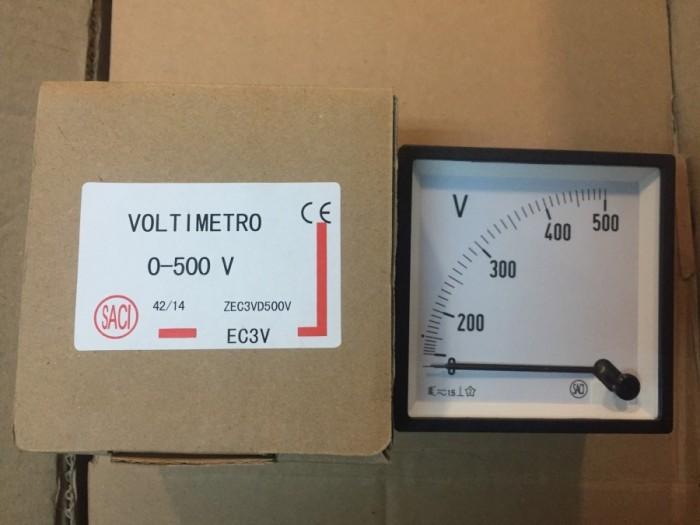 Jual Volt Meter AC (96x96) EC3V 0-500V , scale 90 derajat Saci Analog ...