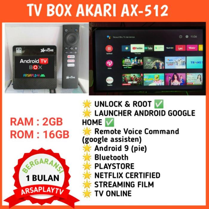 Jual ANDROID TV BOX XL HOME AKARI AX512 UNLOCK Netflix Certified ...