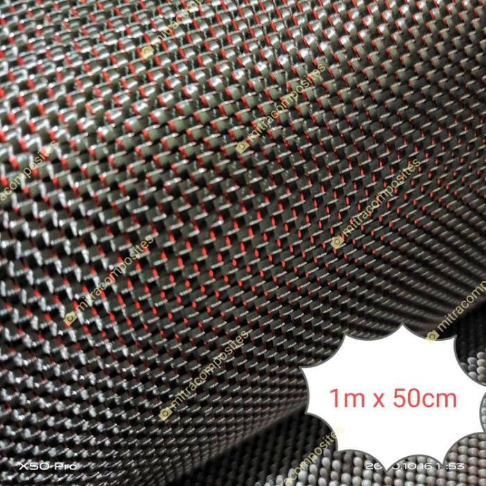 Jual Serat Carbon Karbon Kevlar Fiber Fabric Cloth 3K Plain Red ...
