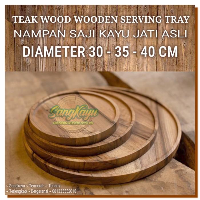 Jual Nampan bulat kayu jati wooden serving tray talenan pizza serving ...