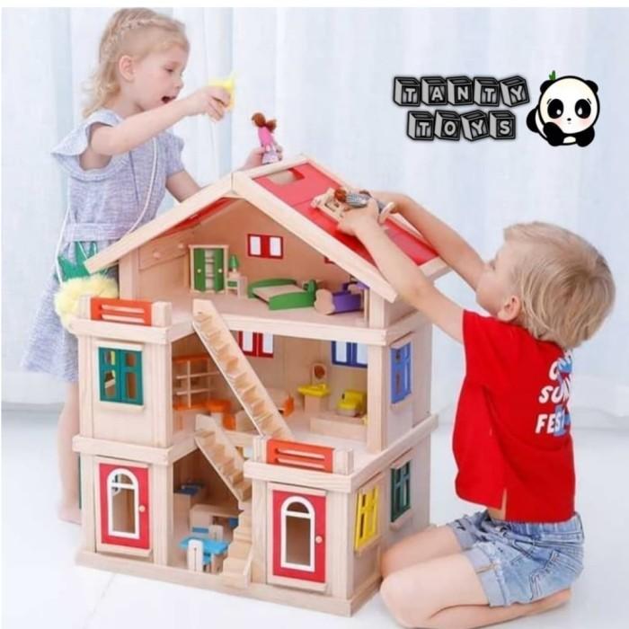 Jual mainan rumah rumahan kayu boneka Ivy Rose family wooden doll house ...