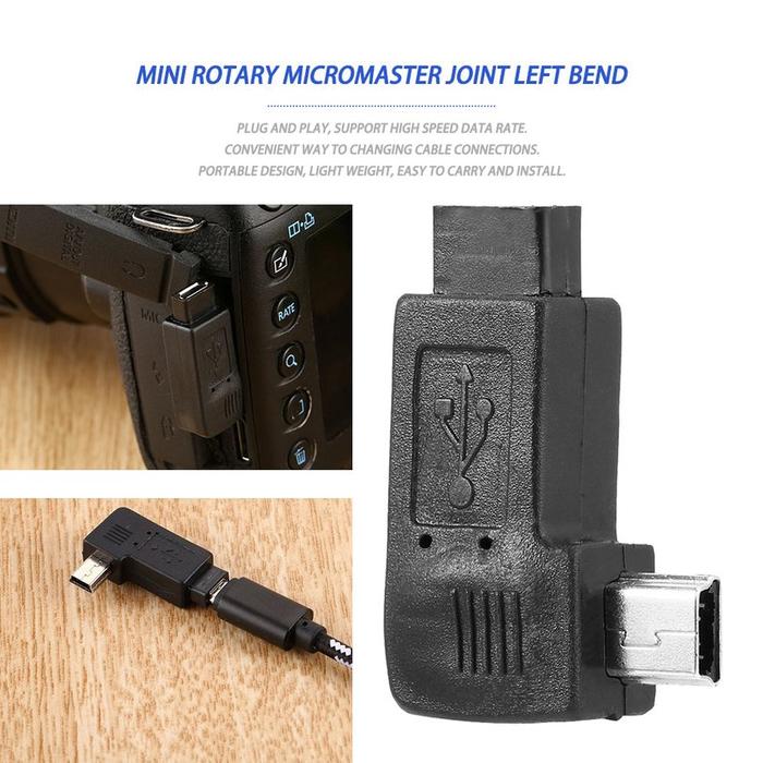 Jual Adapter Converter Mini 5 Pin Male to USB Micro 5 Pin Female 90 ...