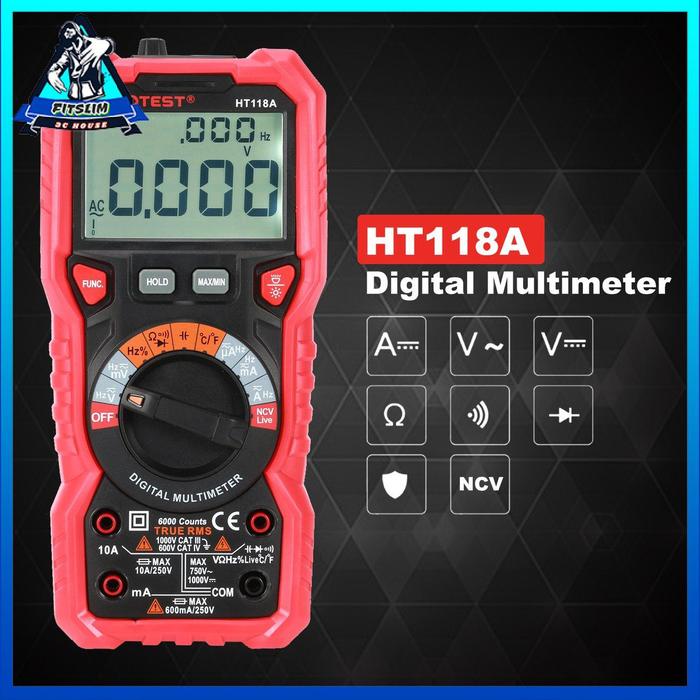 Jual HT118A Digital Multimeter Backlight Buzzer Protection AC DC ...