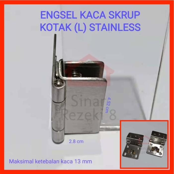 Jual Engsel Pintu Kaca Kotak L STAINLESS / Lemari Glass Hinge Jepit ...