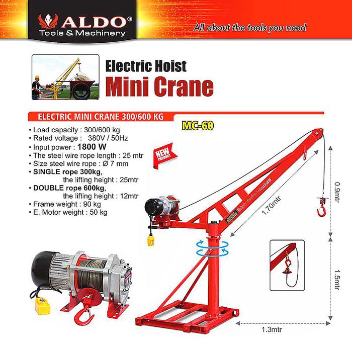 Jual derek listrik mini crane listrik 300/600 kg MC 60 ALDO - Kota ...