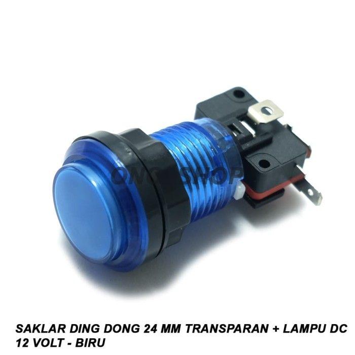 Jual Saklar Ding Dong 24 mm Transparan + Lampu DC 12 Volt - Biru ...