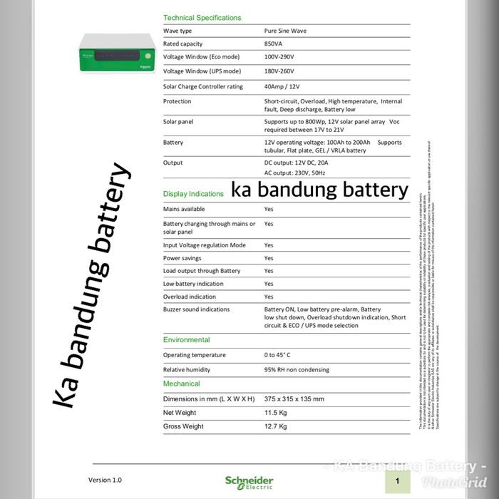 Jual wave hybrid inverter schneider homaya 850va 850 va 12v 12 v Pure ...