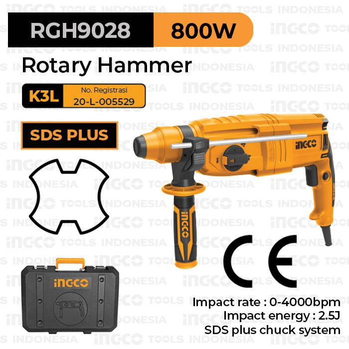 Promo Rotary Hammer Drill (800 W, 2.5J) INGCO RGH9028 Bor Bobok Tembok ...