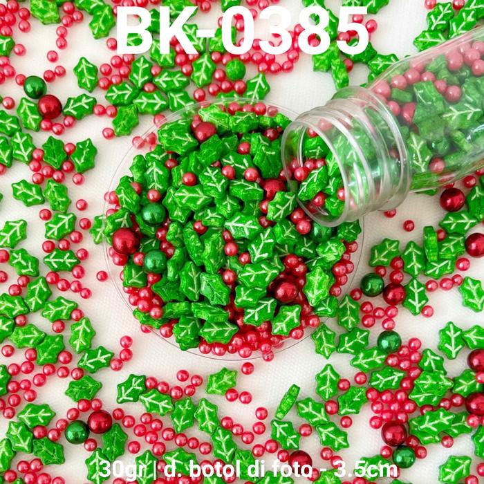Jual BK-0385 Sprinkles sprinkle sprinkel 30gr natal ceri daun merah ...