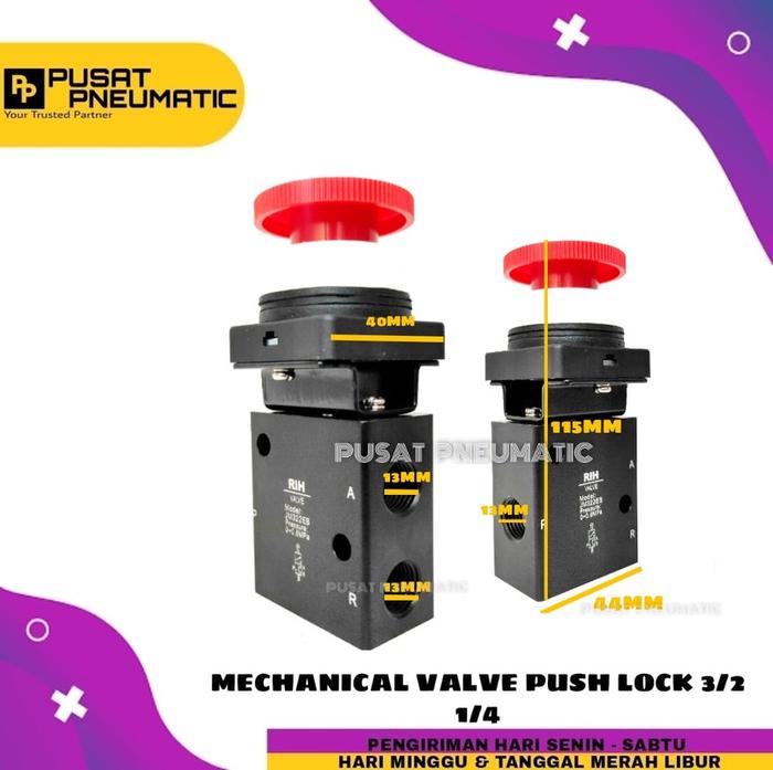 Jual MECHANICAL VALVE PUSH BUTTON WITH LOCK 3 LOBANG 3/2 DRAT 1/4" - Jakarta Barat - Pusat ...