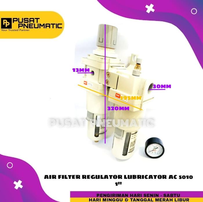 Jual AC 5010-10 FILTER REGULATOR LUBRICATOR PNEUMATIC 2 BARIS 1" AC5010 ...