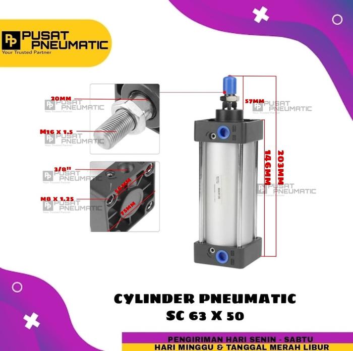 Jual SC 63X50 Pneumatic Standard Cylinder / Cylinder Pneumatic SC 63 x ...