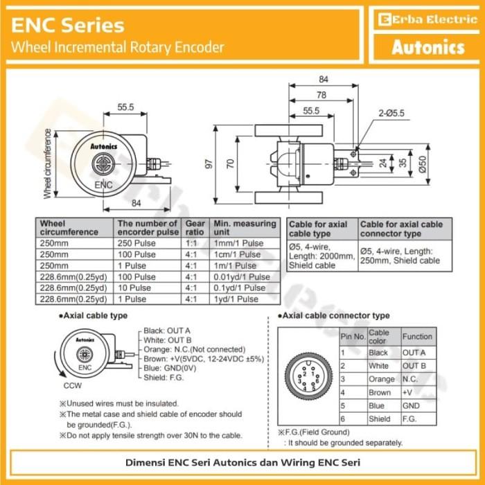 Jual Incremental Rotary Encoder Wheel PNP 0.1 yard Autonics ENC-1-5-V ...