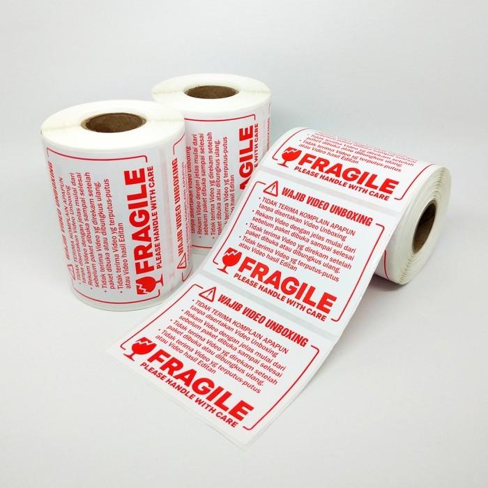 Promo Stiker Label Fragile Video Unboxing Sticker 6 x 8 cm (1 roll/ 300 ...